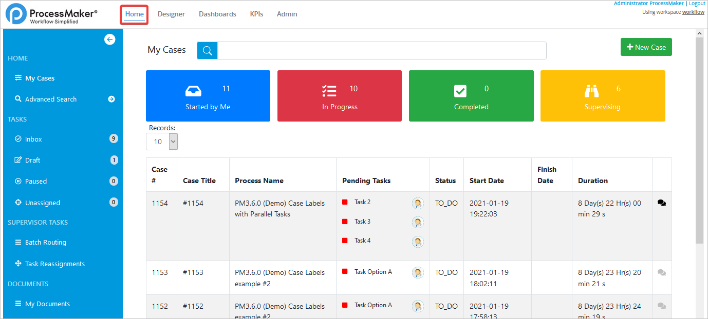 3.6 - Cases List | Documentation@ProcessMaker