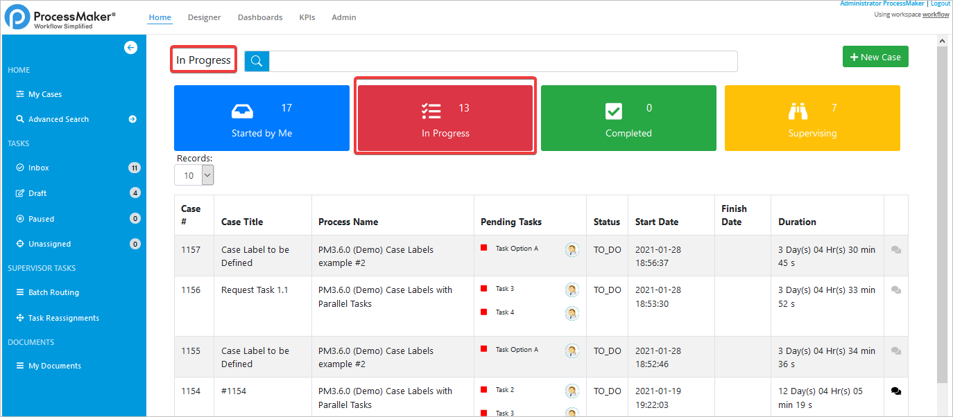 3.6 - Cases List | Documentation@ProcessMaker